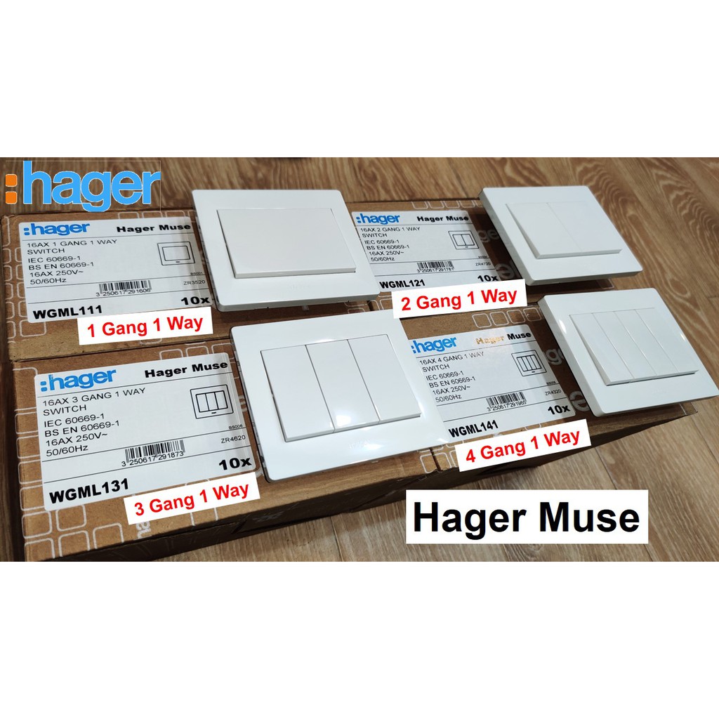HAGER MUSE ALL TYPE SWITCHES [SIRIM] WGML111, WGML112, WGML121, WGML131 ...
