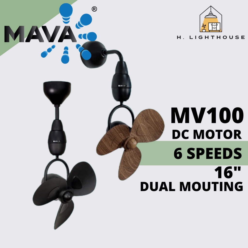 MAVA MV100 Corner DC Motor Remote Swing Oscillation ceiling wall fan kipas ceiling dinding ...