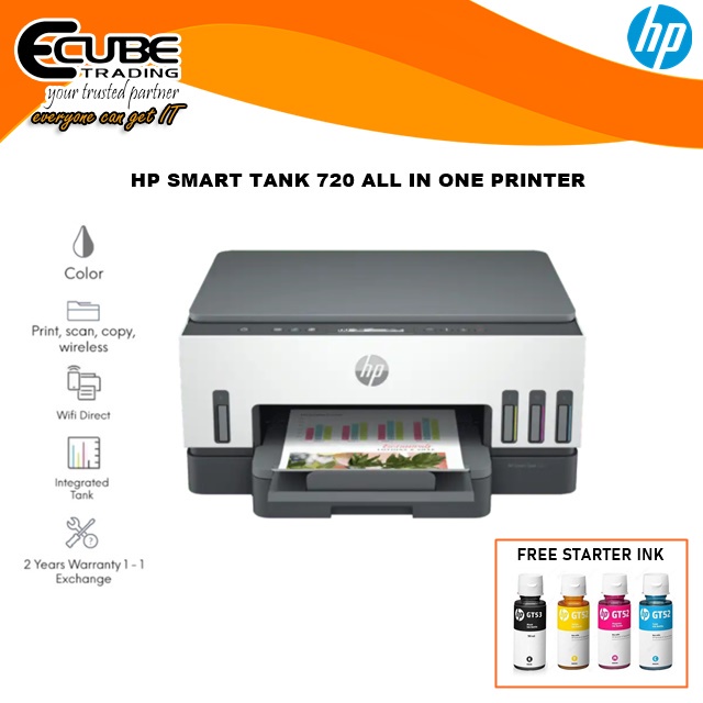 HP SMART TANK 720 ALL IN ONE PRINTER (Print / Scan / Copy / Wireless ...