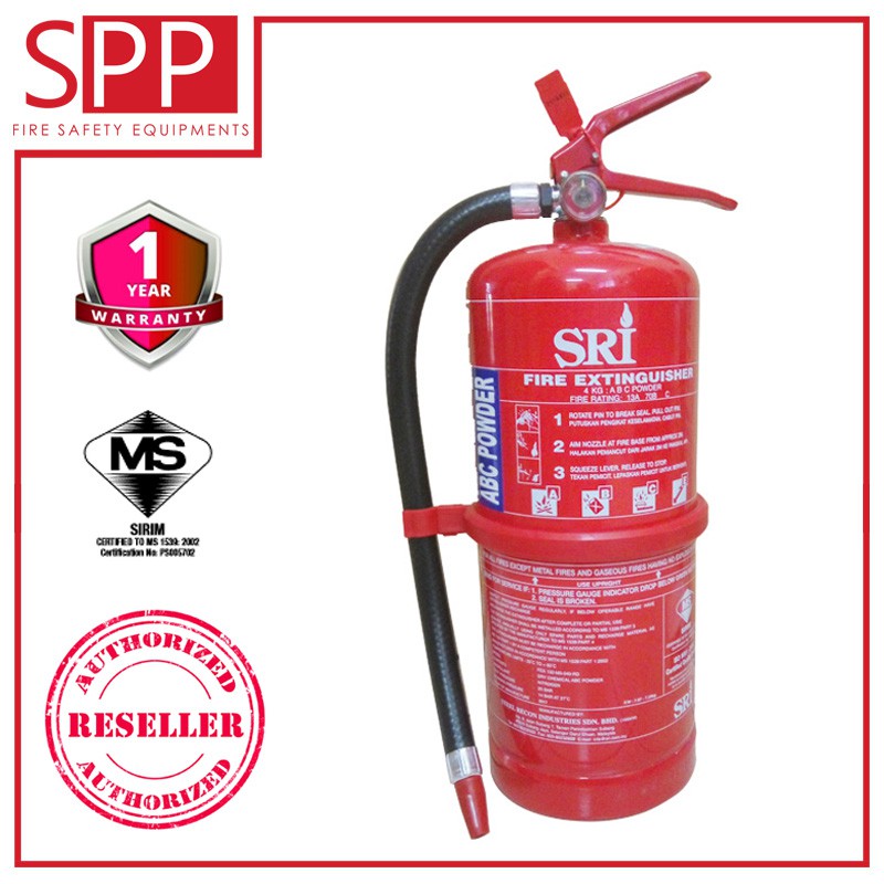SIRIM Certified SRI 4KG ABC Dry Powder Type Fire Extinguisher | Shopee ...