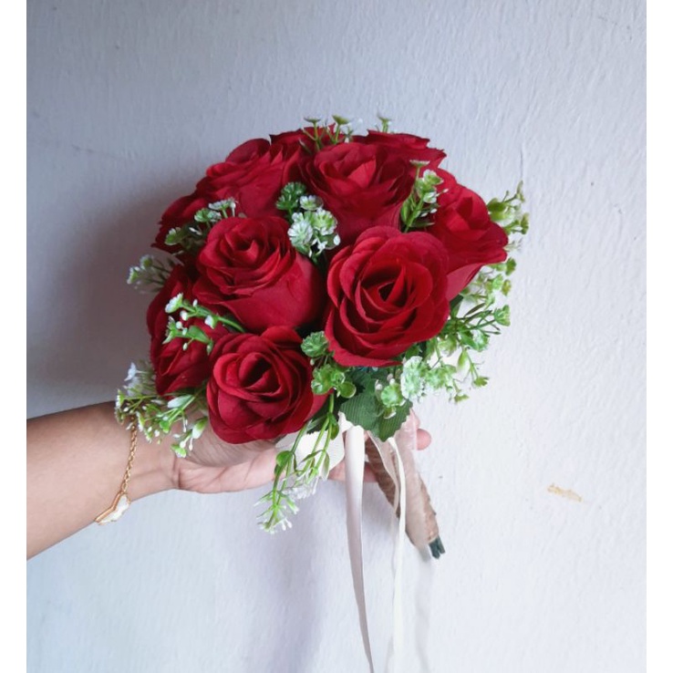 [KIPAS] Ready stock Bunga Tangan Pengantin murah | Red Rose bouquet ...