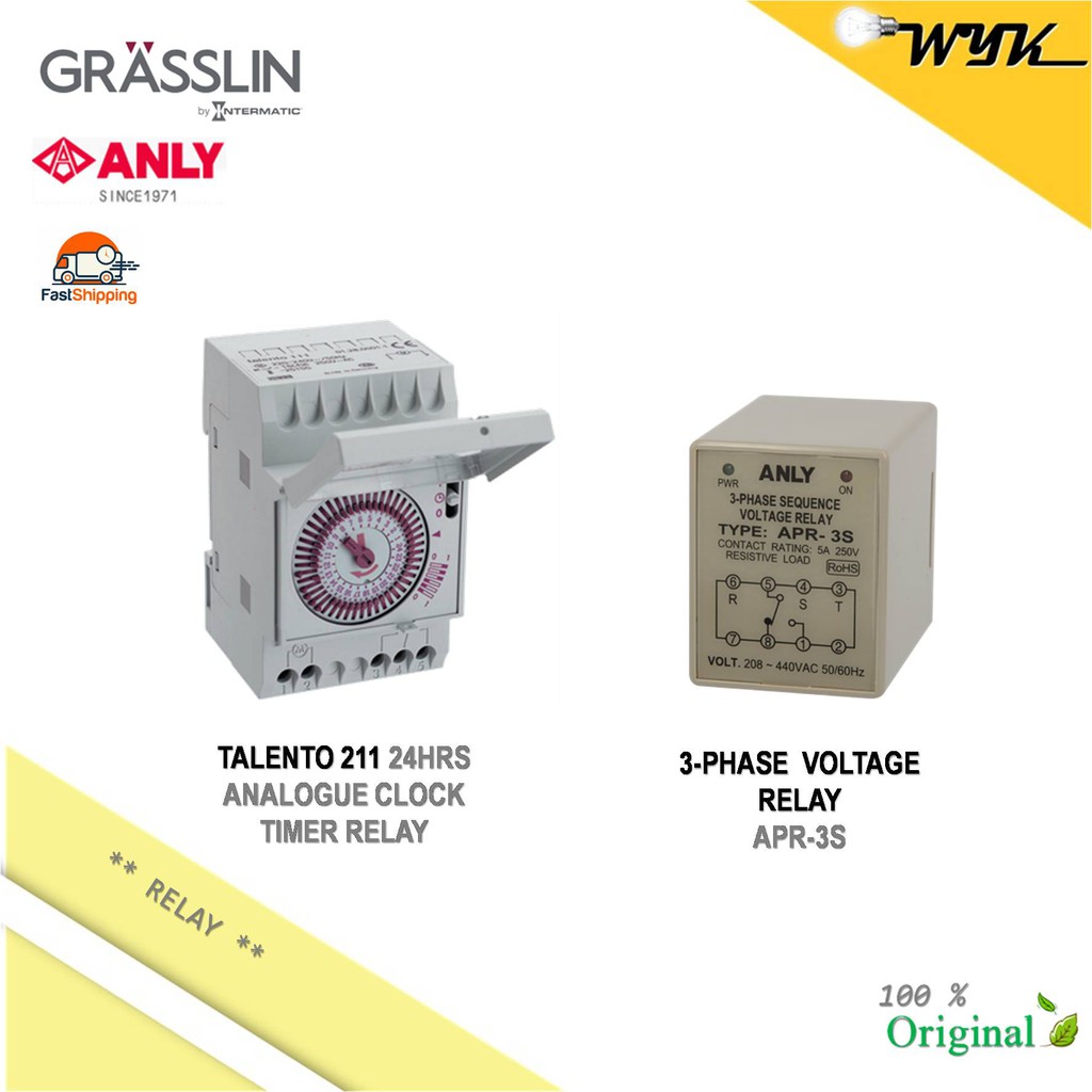 Anly / Grasslin 3 Phase Sequence Voltage Relay / Talento 211 24HRS ...