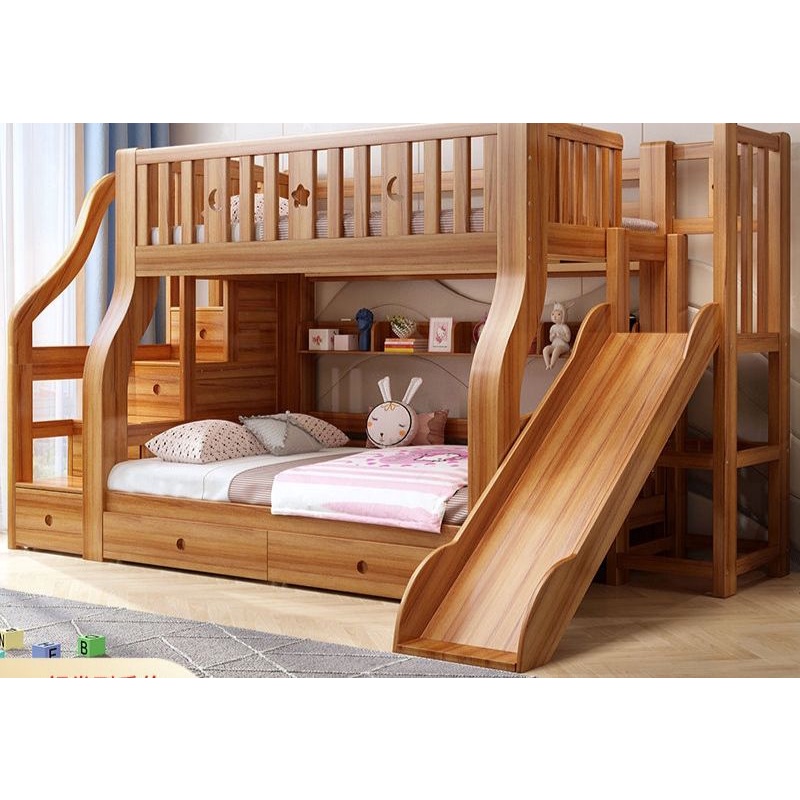 Love home life solid wood bed children's bed multi-functional walnut ...