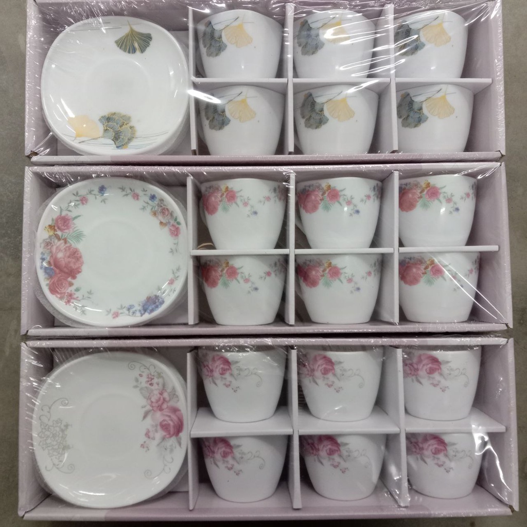 12PCS OPAL CUP & SAUSER SET RAOUND ( SET CAWAN OPAL) | Shopee Malaysia