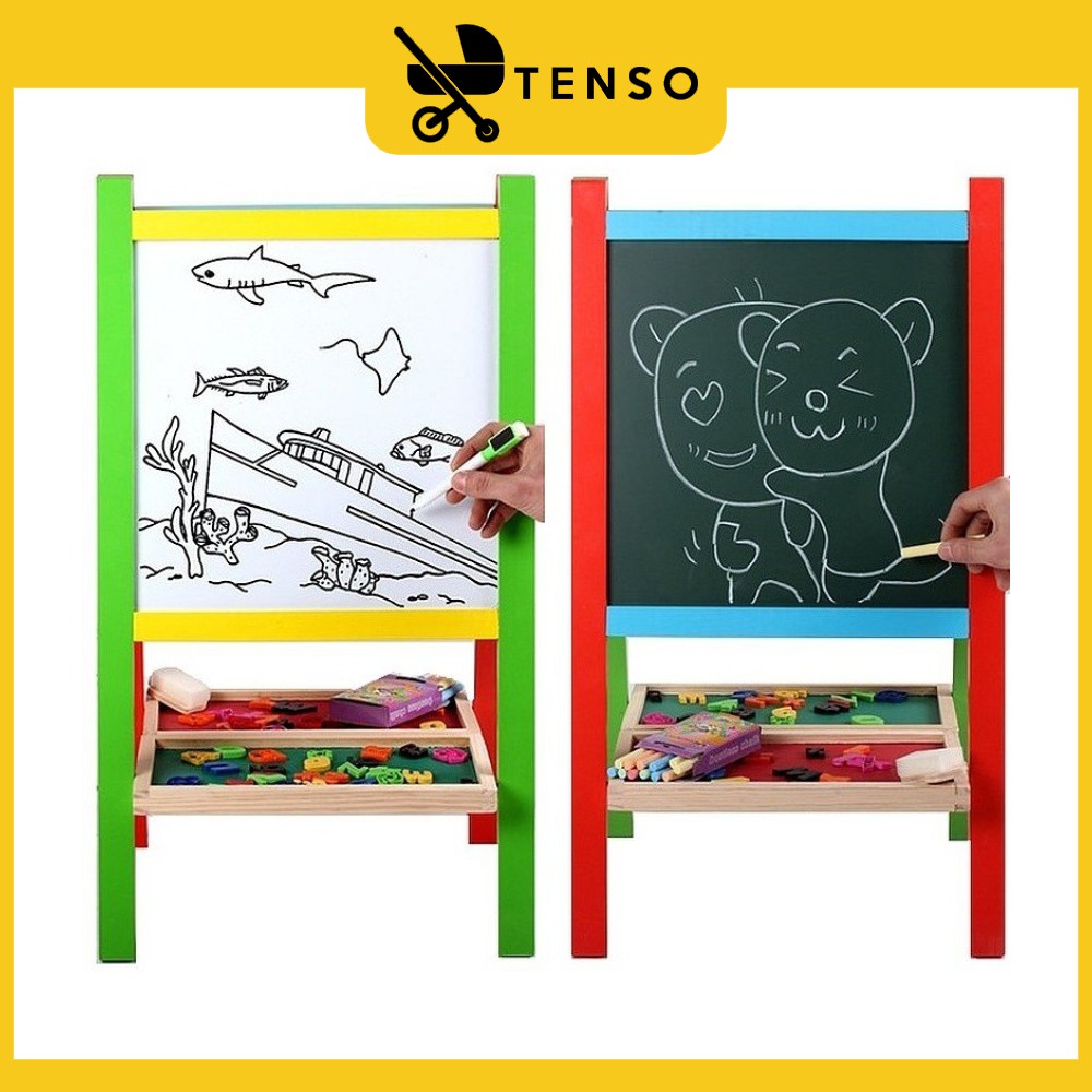 Wooden Portable 2 in 1 Blackboard & Whiteboard Easel Set - XL Size ...