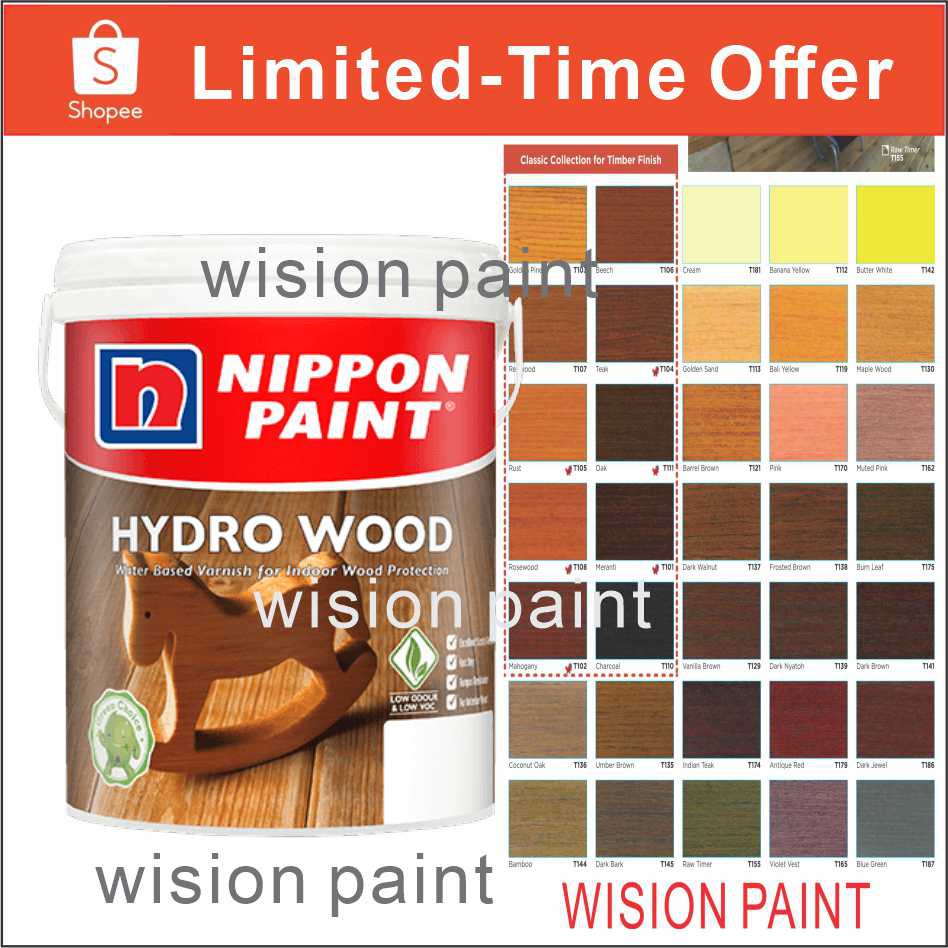 1L Nippon Paint ( Hydro wood ) water based varnish wood floor 1L Paint ...