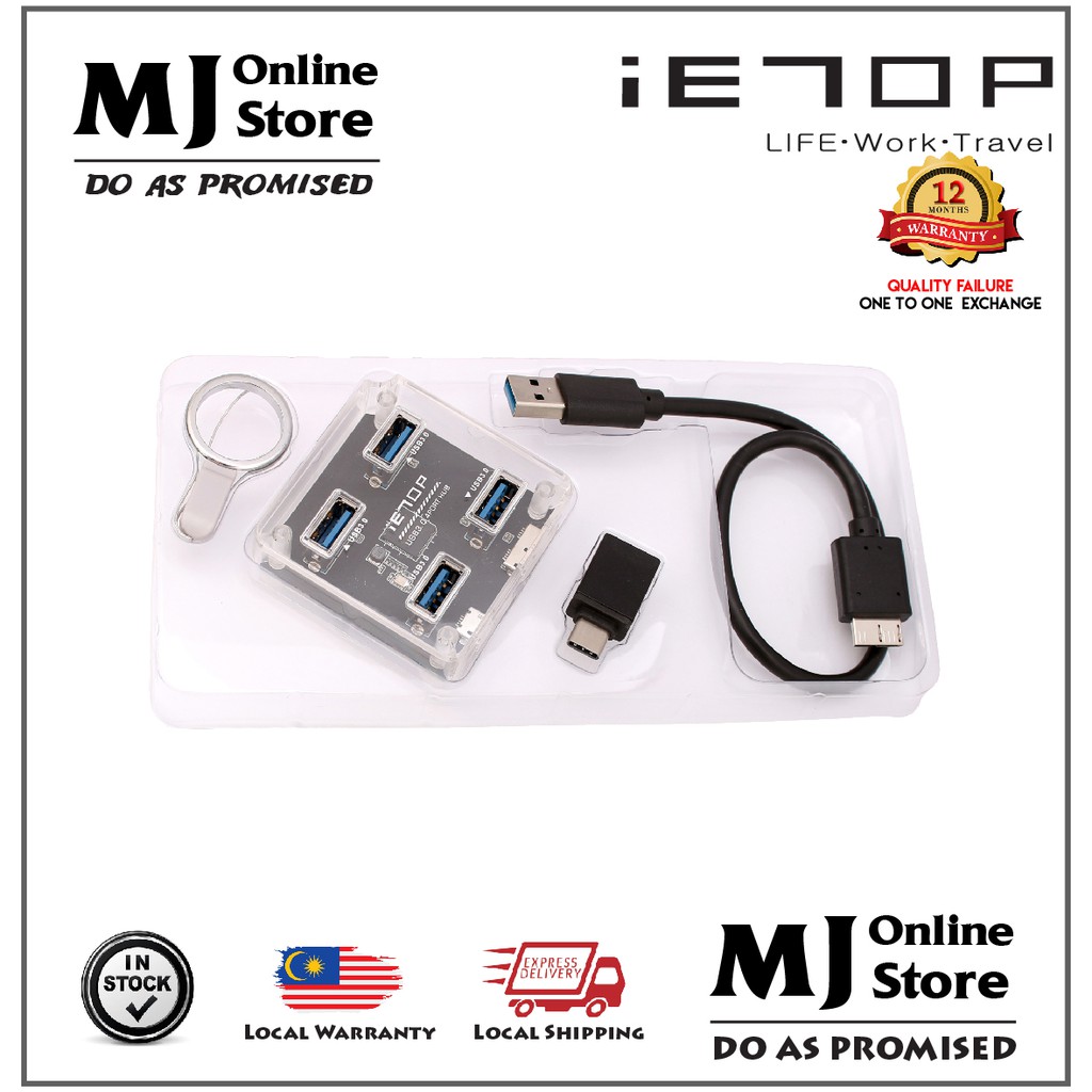 IETOP 4PORT Ring Hub USB3.1 TYPEC & USB 3.0 2 in 1 USB HUB | Shopee ...