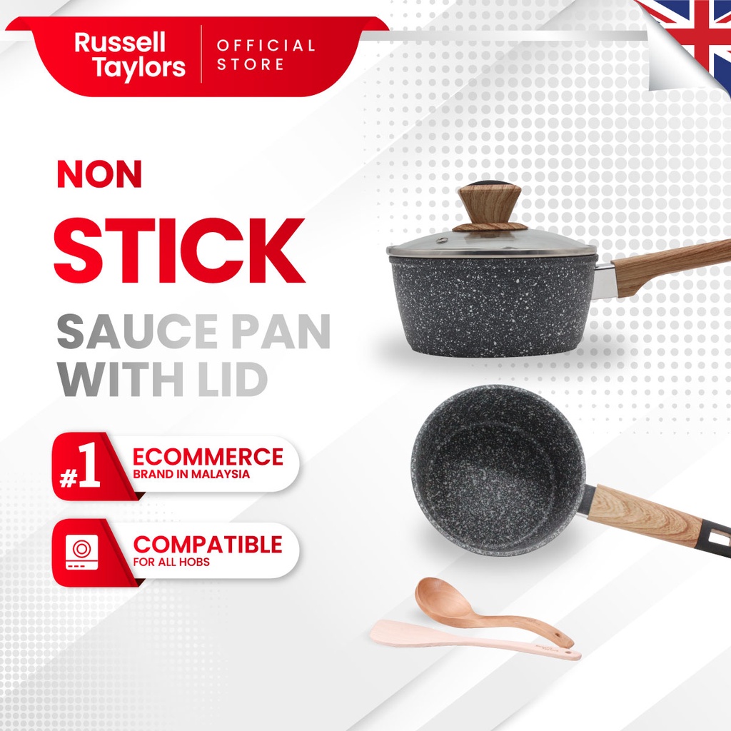 Russell Taylors Non-Stick Marble Coated Sauce Pan with Lid - cooking ...