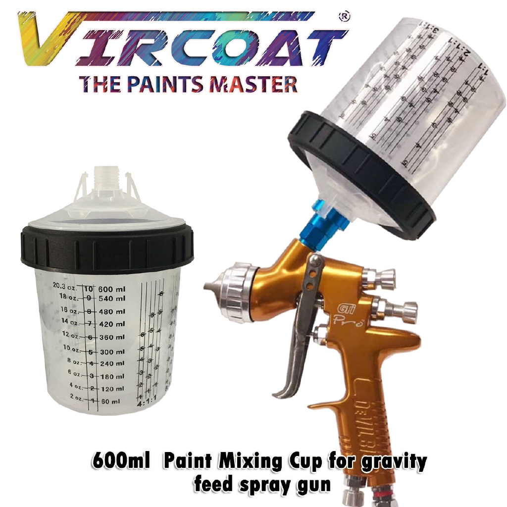 600ml Paint Mixing Cup PPS Type Quick Cup Hard Cup with Inner Cup Lids ...