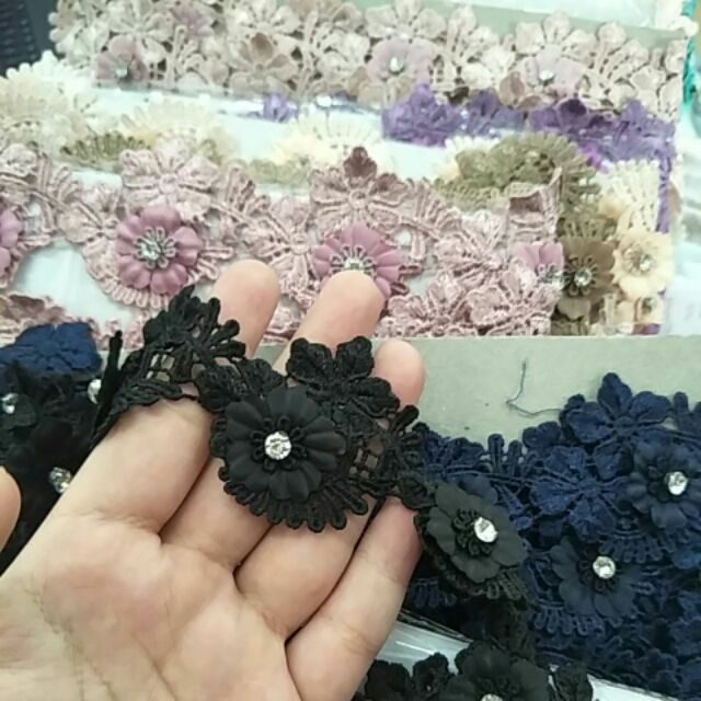 BORDER LACE BUNGA 3D / LACE KECIL (METER) | Shopee Malaysia