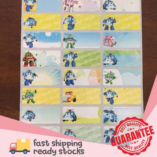 Robocar Poli Sticker Name / Book Sticker / Cartoon Sticker / Waterproof ...