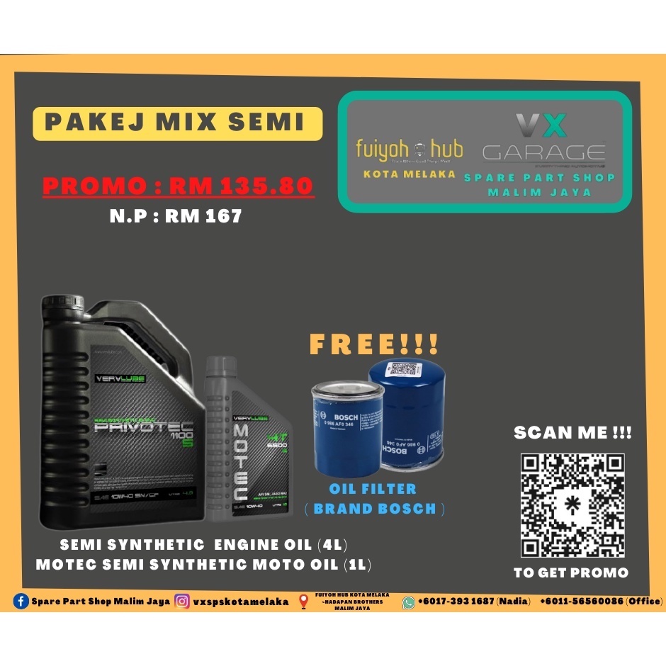 PAKEJ MIX SEMI MINYAK HITAM KERETA DAN MOTO BRAND VX GARAGE | Shopee ...