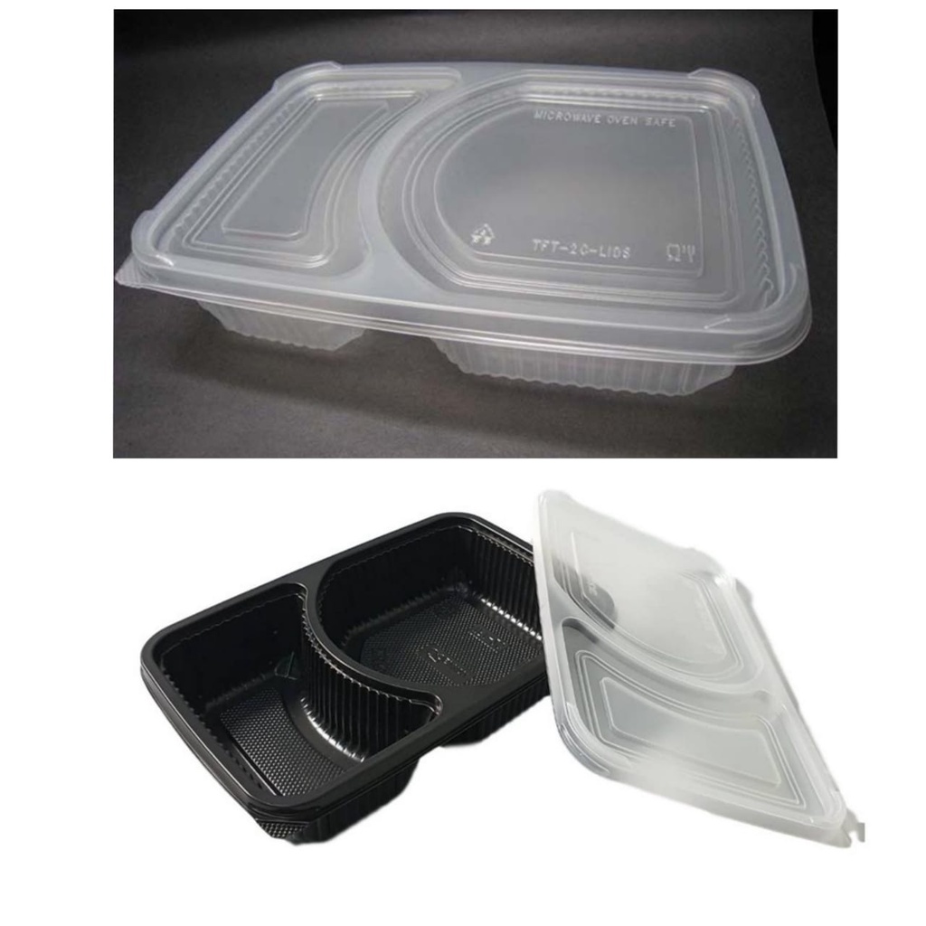 TFT-2C Food Container With Lid 50pcs+/- 2 Compartment Lunch Box ...