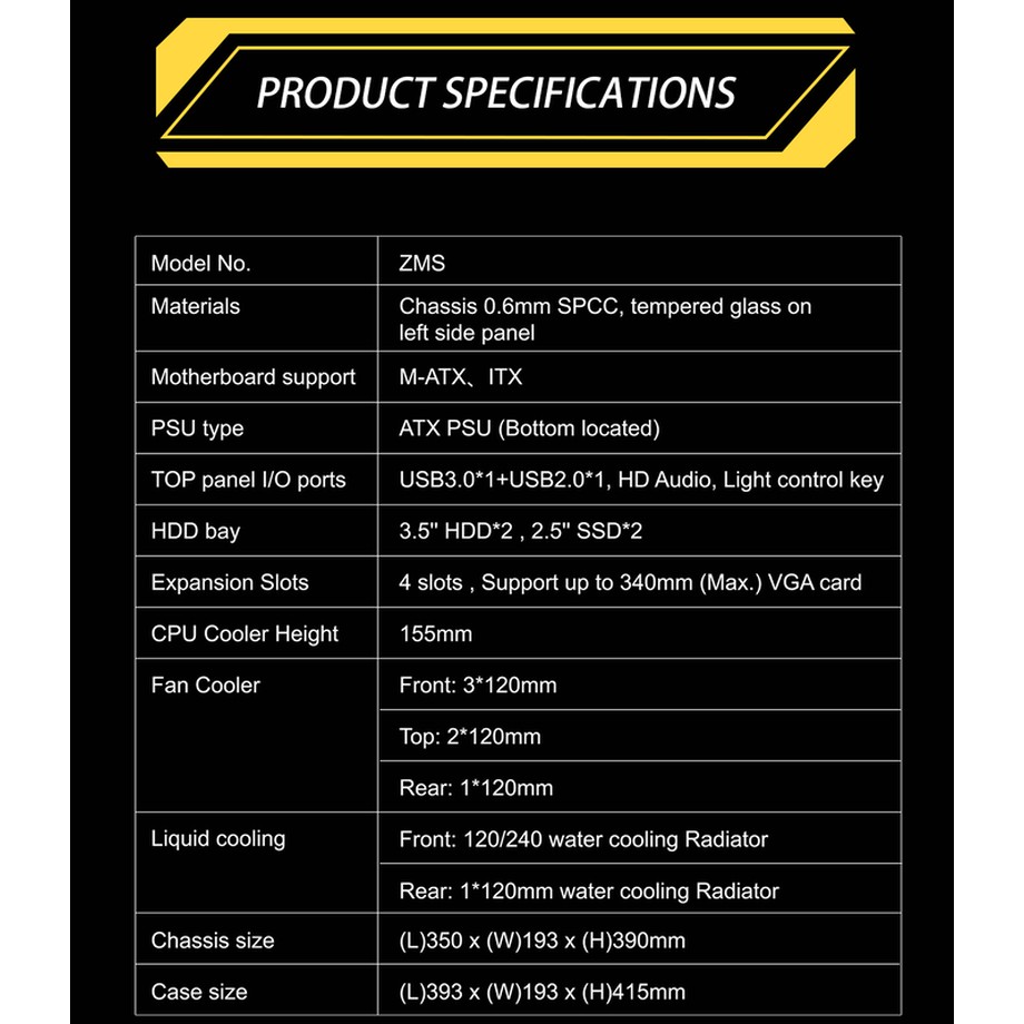 Invasion ZMS ZM-S | Micro ATX Tempered Glass Gaming Casing with Option ...