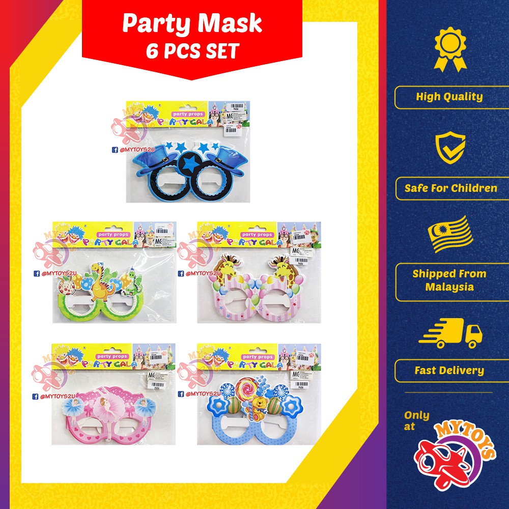 Happy Birthday Party Props Paper Glasses 6pcs Mask Topeng Kaca Mata ...
