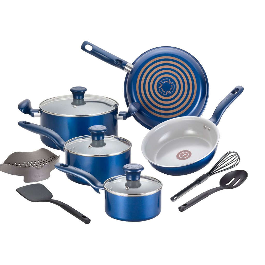 TEFAL (T-fal) 12pc Ceramic Cookware Set Blue | Shopee Malaysia