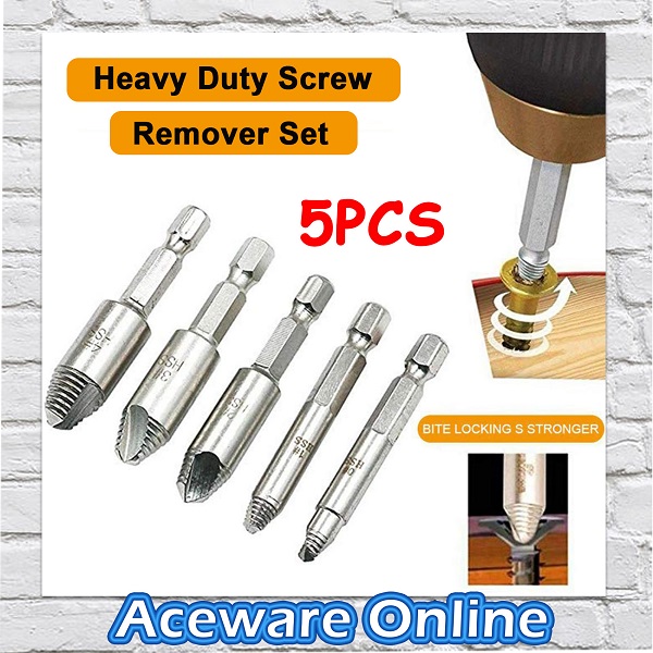 5PCS Heavy Duty Damaged Screw Extractor Set High Speed Steel Bolt Screw ...