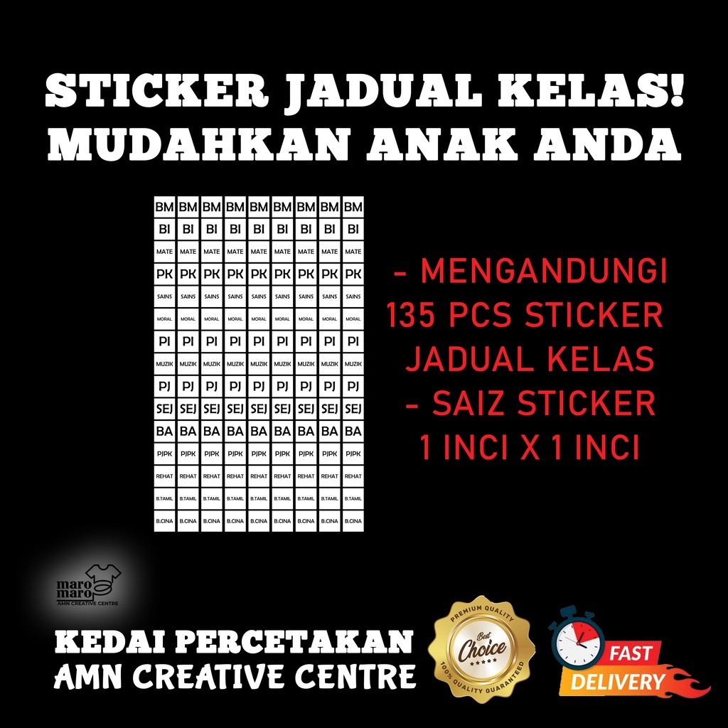 Sticker Jadual Kelas 135 Pcs | Shopee Malaysia
