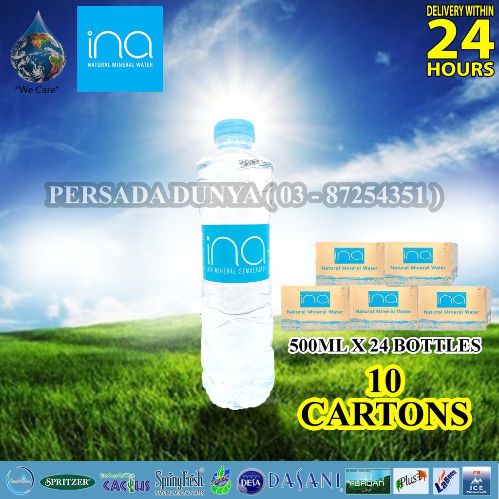 Package of 10 cartons : mineral water ina 500ml x 24 bottles | BeeCost