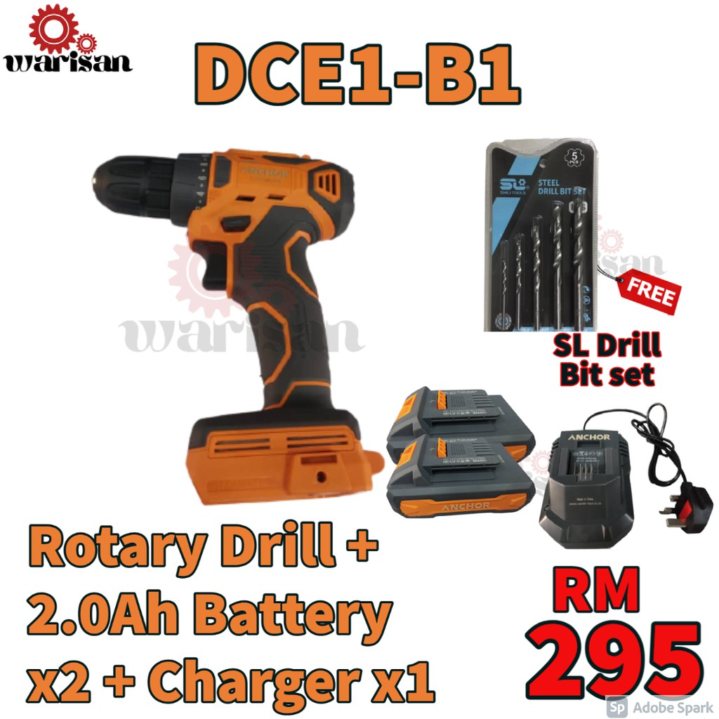 ANCHOR DCE1-B1 BRUSHLESS ROTARY DRILL 20V 2.0Ah | Shopee Malaysia