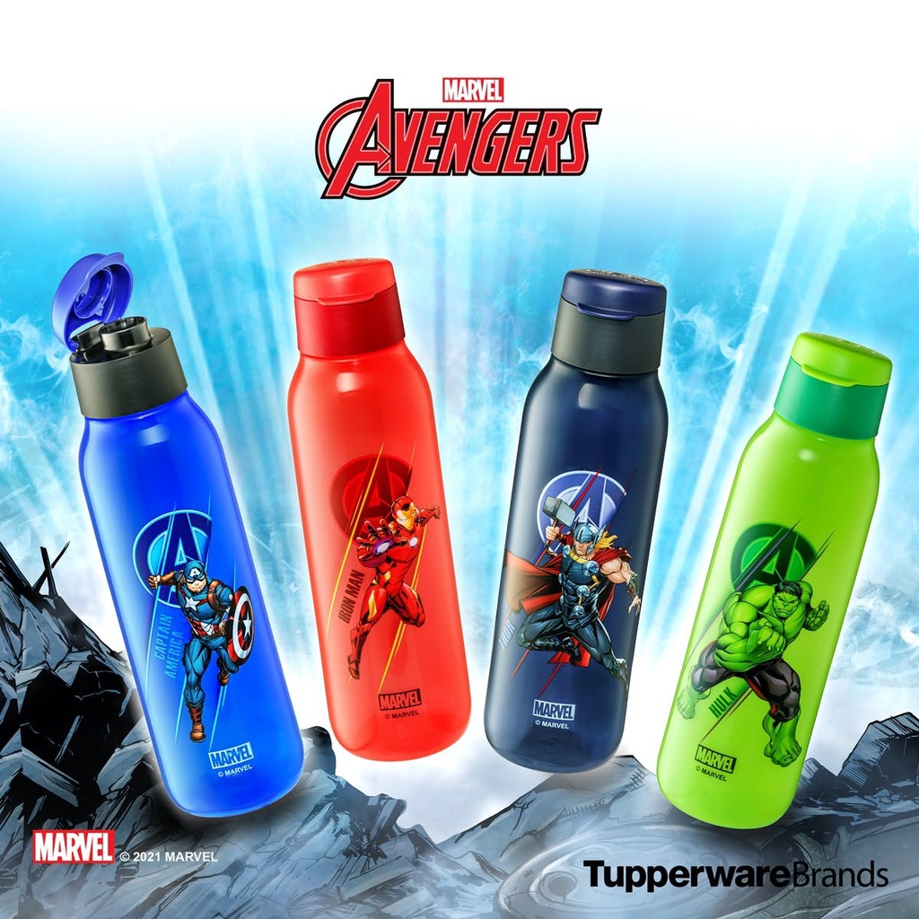 Tupperware Avengers FlipTop Eco Bottle 750ml (botol air avenger) Iron ...