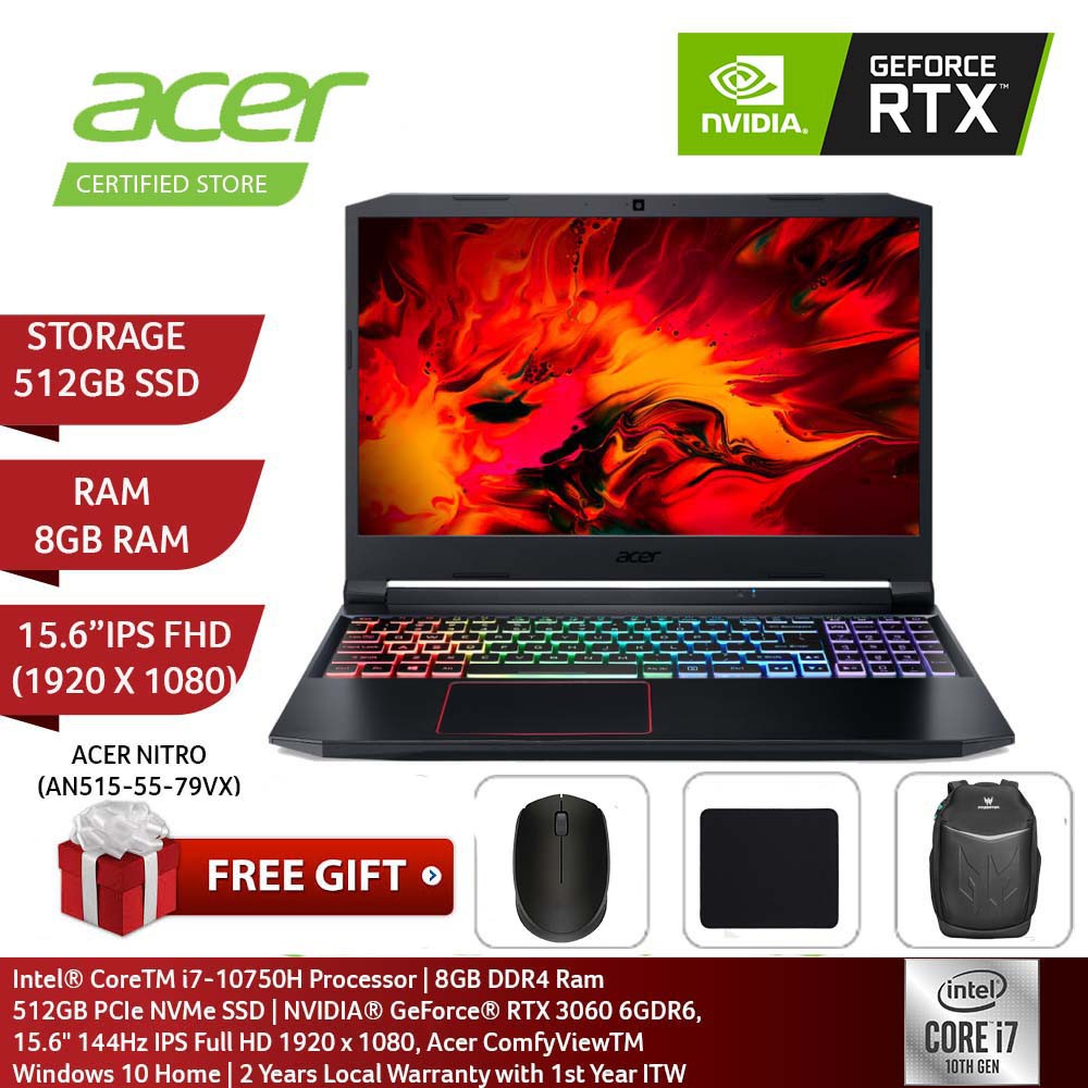 Acer Nitro 5 Intel 11th Gen Core i7 Gaming Laptop (AN515-57-78PJ) - RTX3060 | Shopee Malaysia
