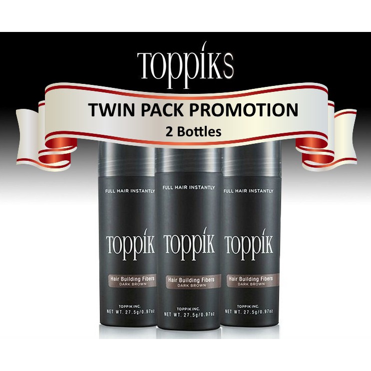 TWIN PACK ( 2 bottles ) TOPPIK Black Hair Fiber for Instant Hair Loss ...