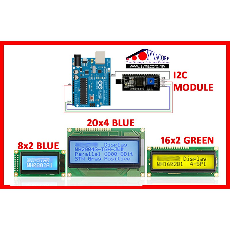 LCD Green / Blue 8x2 16x2 20x4 Arduino Serial Adapter IIC I2C TWI SPI ...
