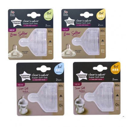 Tommee Tippee Closer To Nature Super Soft Teats Slow Flow/Medium Flow ...