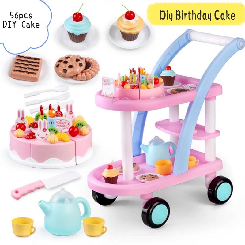 Ready Stock DIY Trolley Birthday Cake Toys Kids Trolley Playset Pretend ...