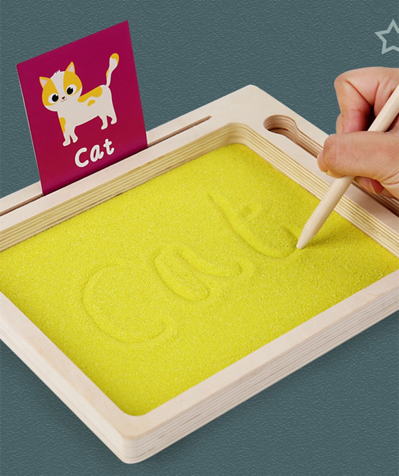 Treeyear Sand Tracing Tray - Wooden Montessori Sand Tray with Lid for ...