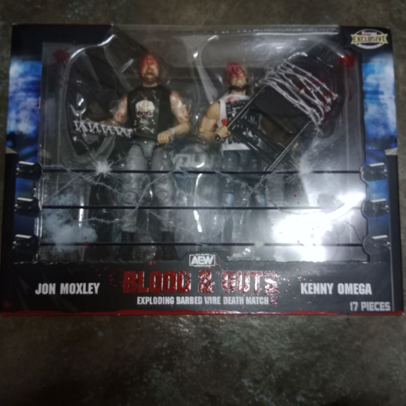 Jazwares AEW Blood & Guts Exploding Barbed Wire Death Match Jon Moxley & Kenny Omega Wrestling ...