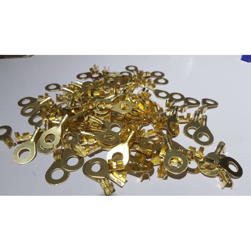 CABLE WIRE COPPER CONNECTOR LUG SPEAKER PIN 6mm / 8mm RING (100 PCS ...