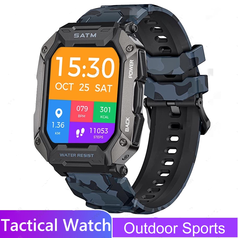 Original C20 Military Smartwatch 5ATM Waterproof 24h Blood Oxygen Heart ...