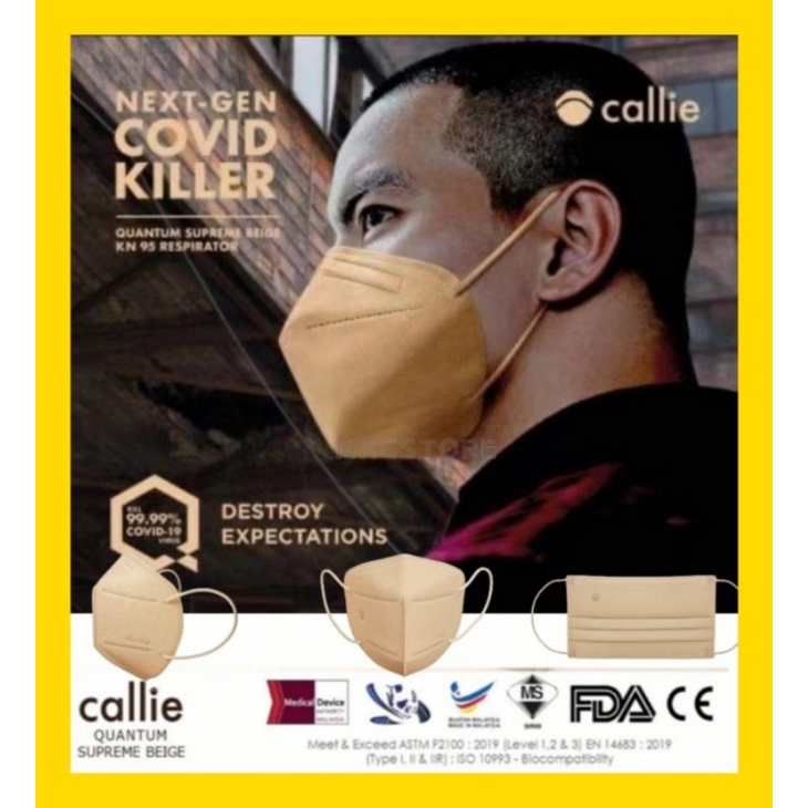 Callie Kn95 Quantum Supreme Beige FFP2 NR D Respirator Surgical-1Pcs ...
