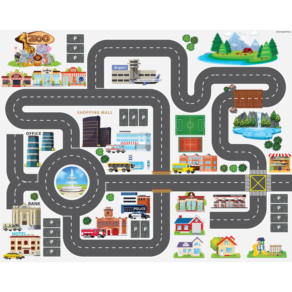 Kids Playing Roadmap City Car Parking Lot | Permainan Kanak kanak Peta ...