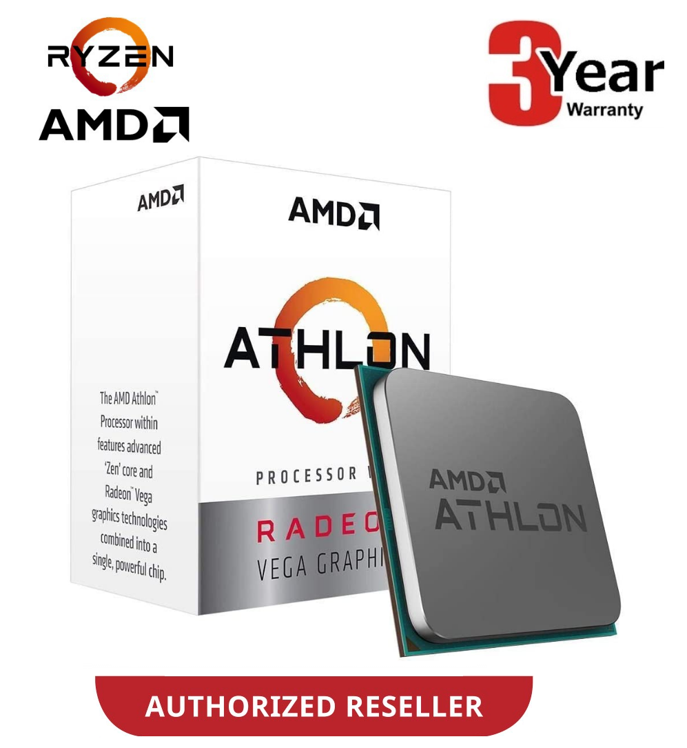 AMD AM4 Athlon 3000G 3.5Ghz 2 Cores 4 Threads Processor with Readon ...