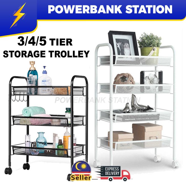 PSB_3 4 5 Tier Multipurpose Storage Rack Trolley Rack with Wheel ...