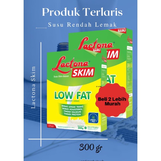 2 Box Lactona Skim 300g Low Fat Milk Low Fat Diet | Shopee Malaysia