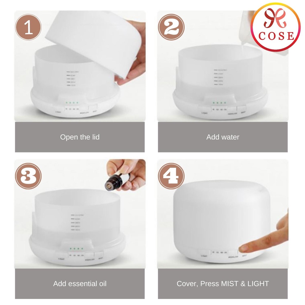 COSE Ultrasonic Diffuser Air Humidifier MUJI 500ML Aroma Diffuser For ...