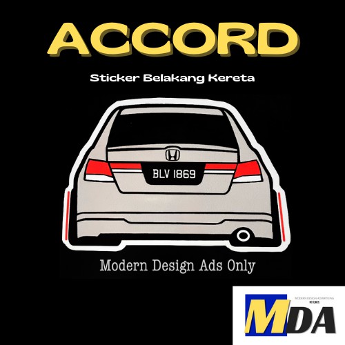 (HONDA - ACCORD) Sticker of Car Backside, Sticker Belakang Honda Accord ...