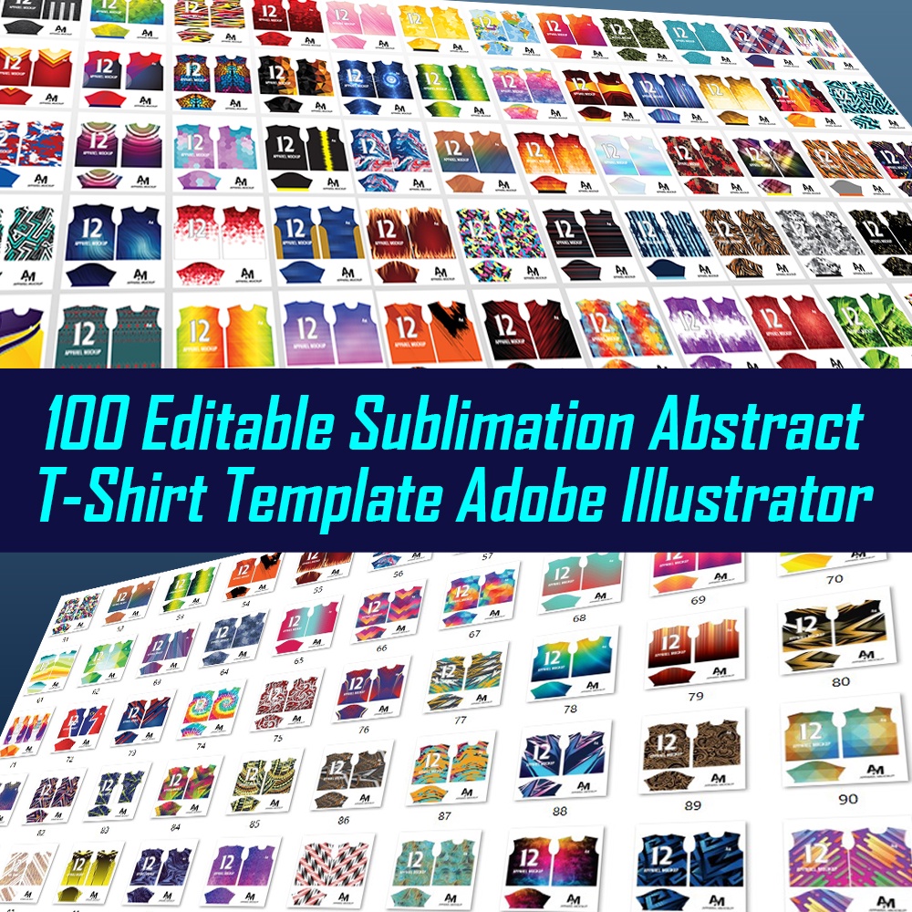 100 Editable Sublimation Abstract T-Shirt Template Adobe Illustrator Ai ...