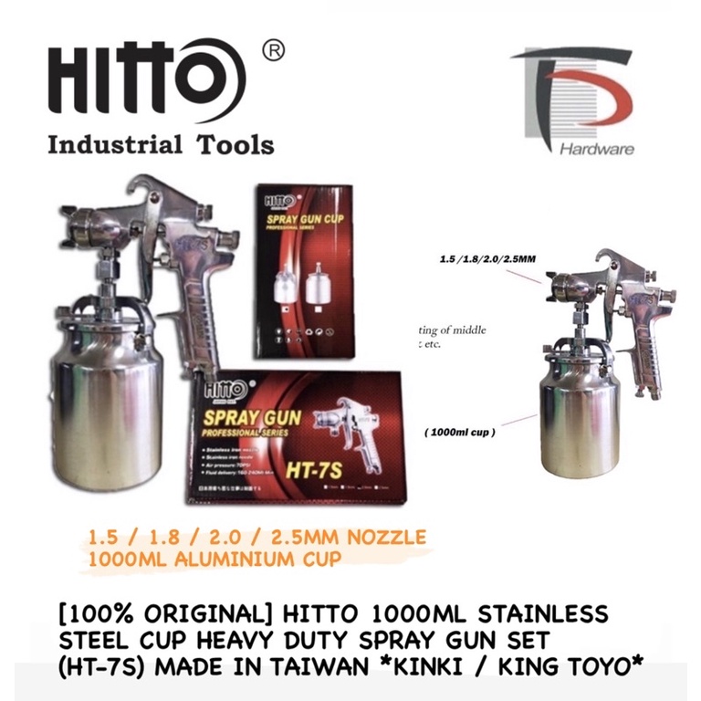 [100% ORIGINAL] HITTO 1000ML STAINLESS STEEL CUP HEAVY DUTY SPRAY GUN ...