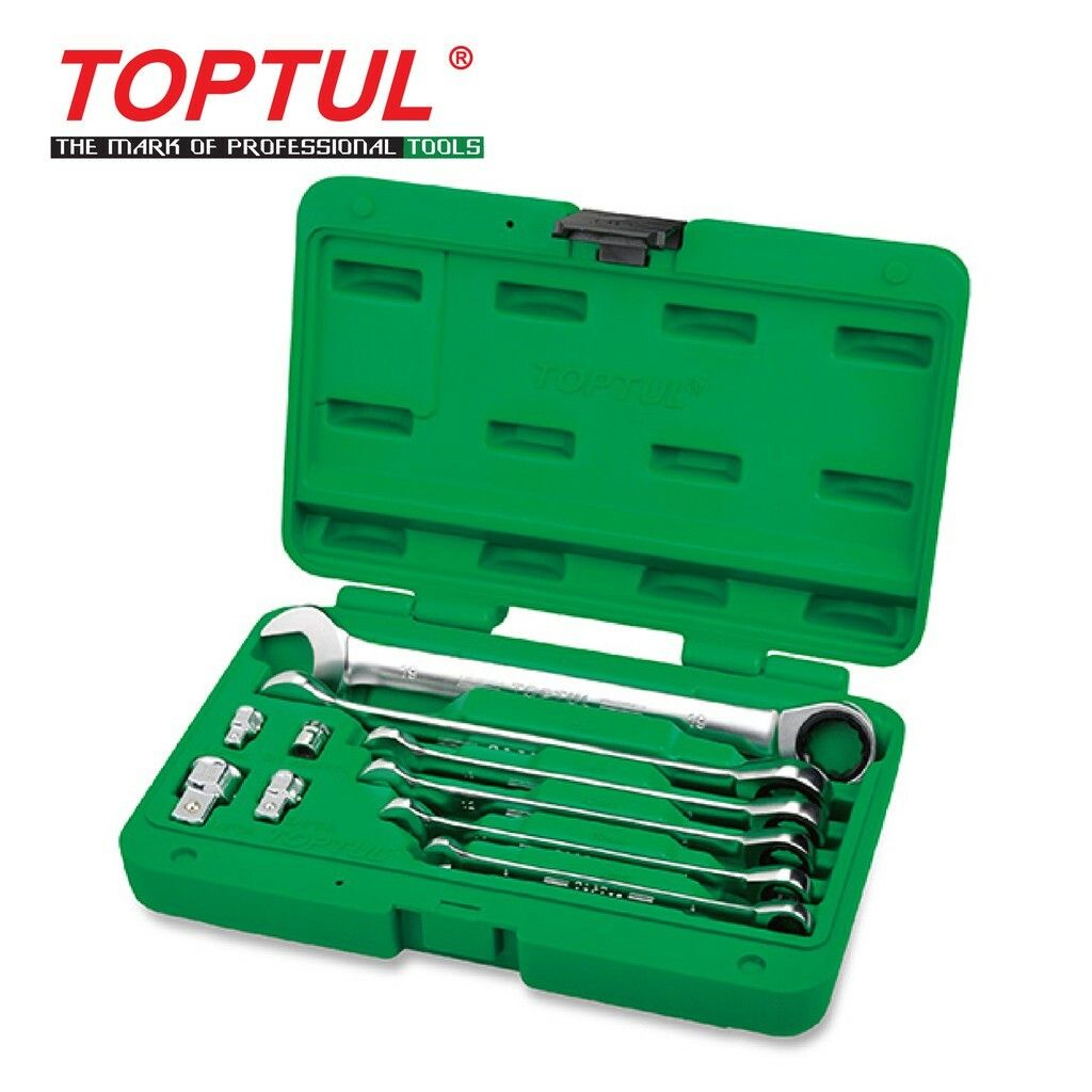 SATA 09081 10PCS Combination Ratchet Wrench Spanar Tool Box