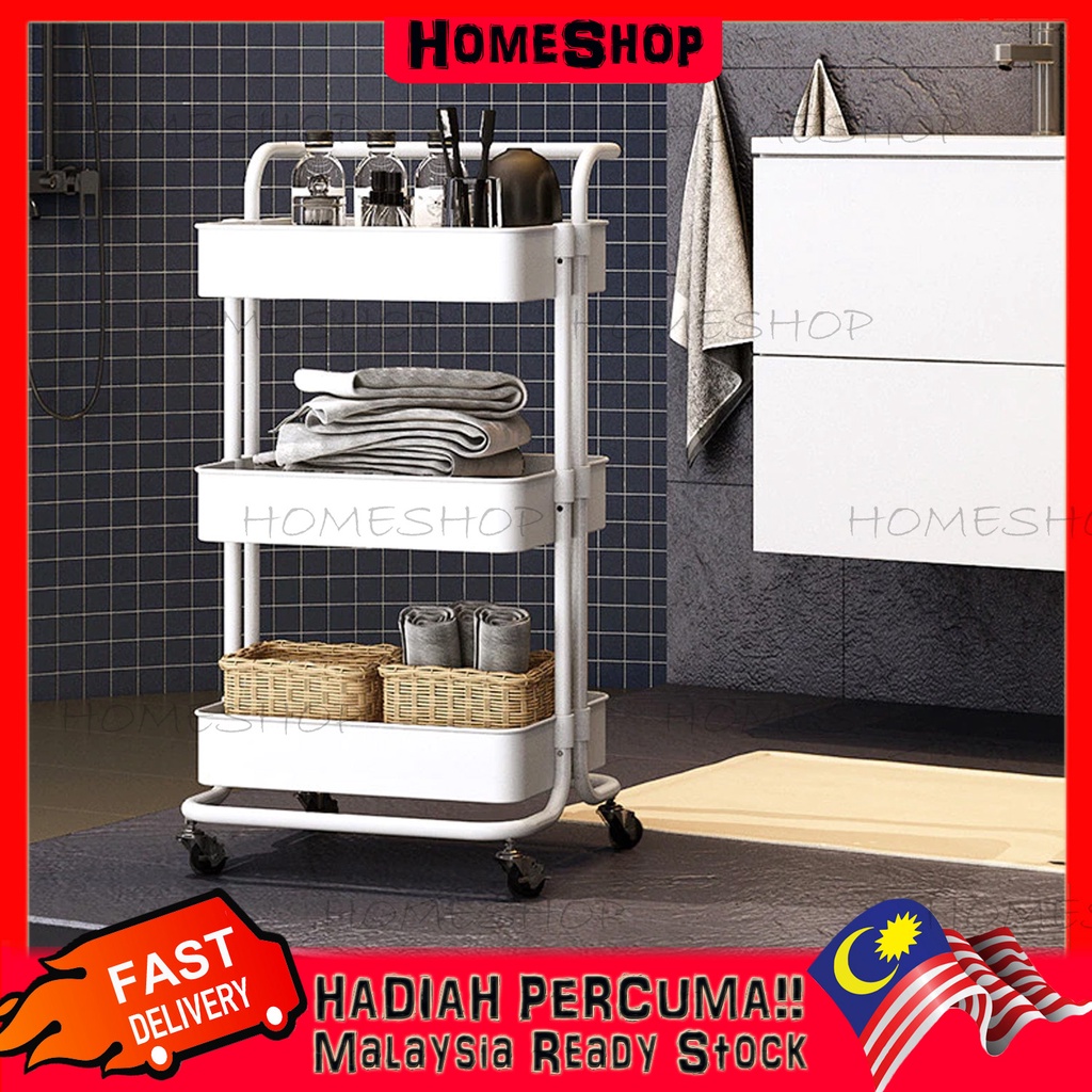 HomeShop Trolley Storage Rack / Office Shelves Home Kitchen Trolley ...