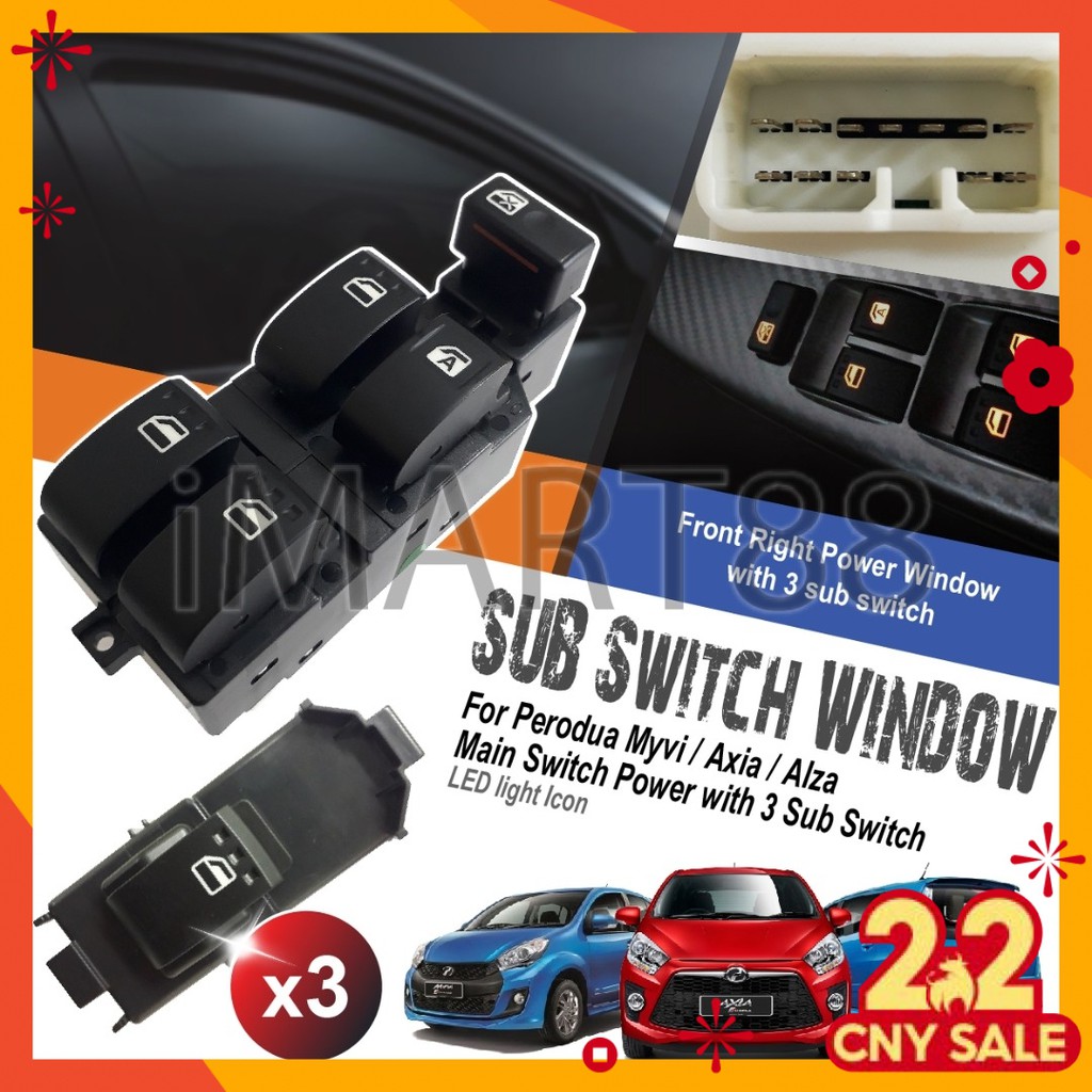 Original Perodua Myvi Viva Alza Lagi Best Icon Main Power Window Switch ...