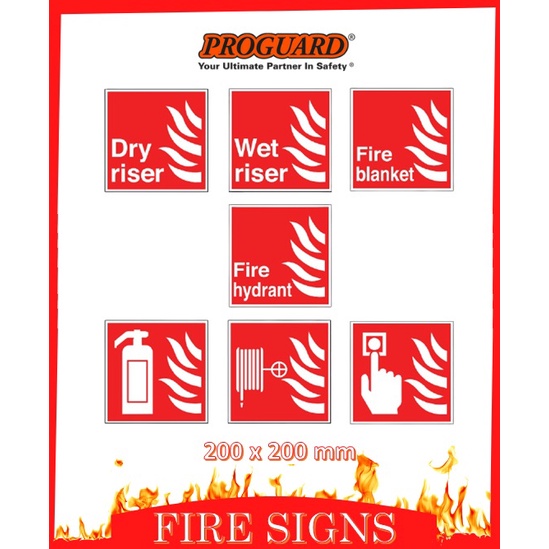 Fire Fighting Equipment Safety Sign PVC Plastic Sticker Label Indoor ...