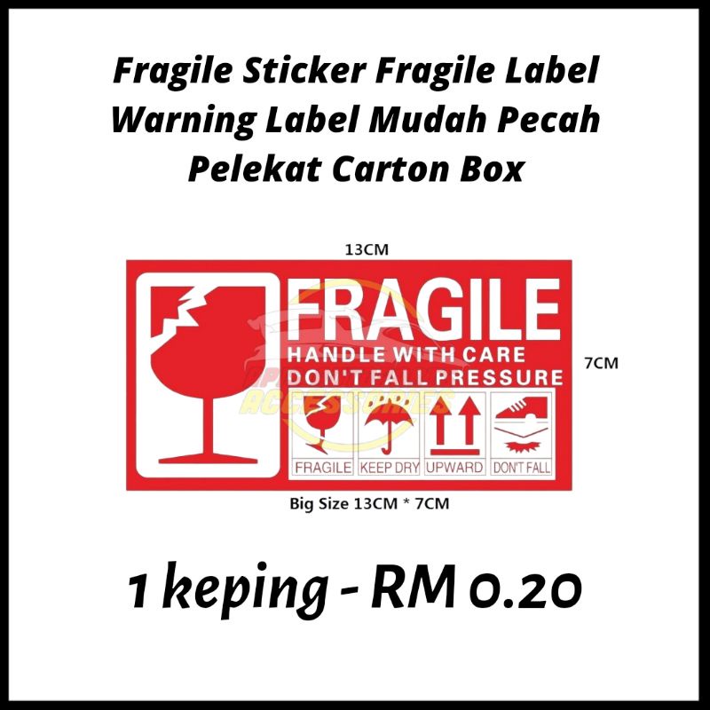Fragile Sticker Fragile Label Warning Label Mudah pecah pelekat ...