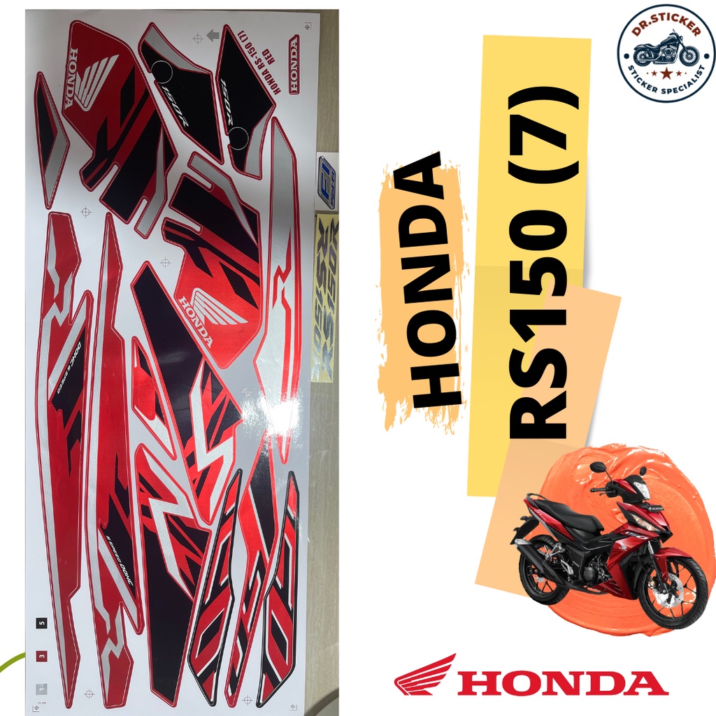 HONDA RS150R FI PGM Stripe Stiker Sticker RS150 RS 150 R CANDY RED ...