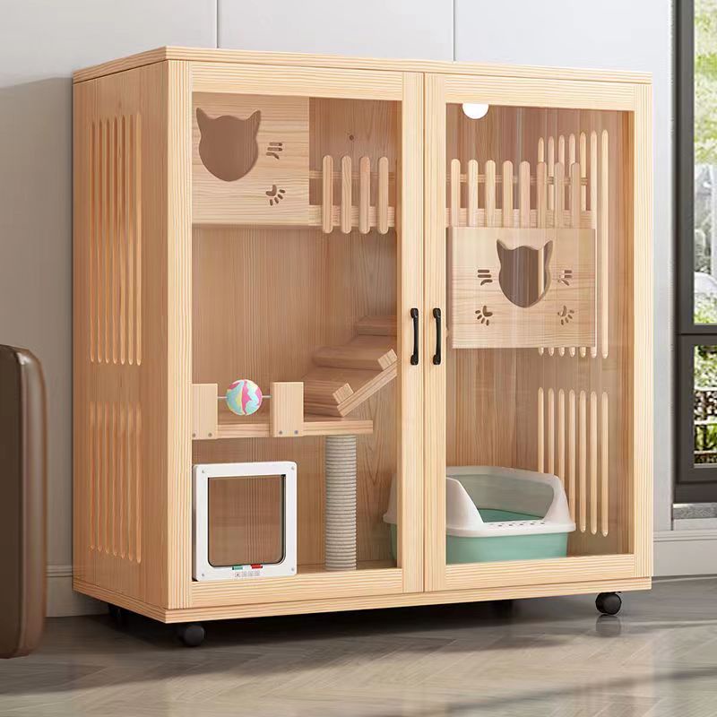 WOOD Solid wood cat villa home cat cage indoor cat cabinet cat house cat house cat house cat ...